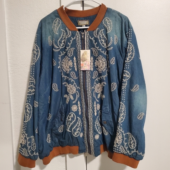 Johnny Was | Jackets & Coats | Johnny Was Denim Bomber Jacket 3x | Poshmark